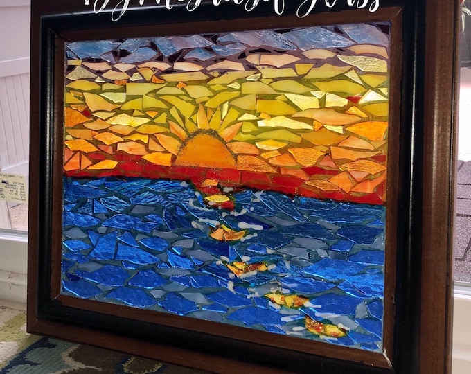 Stained Glass Panel: Beach, Coastal, Stained Glass Window, Beach ...