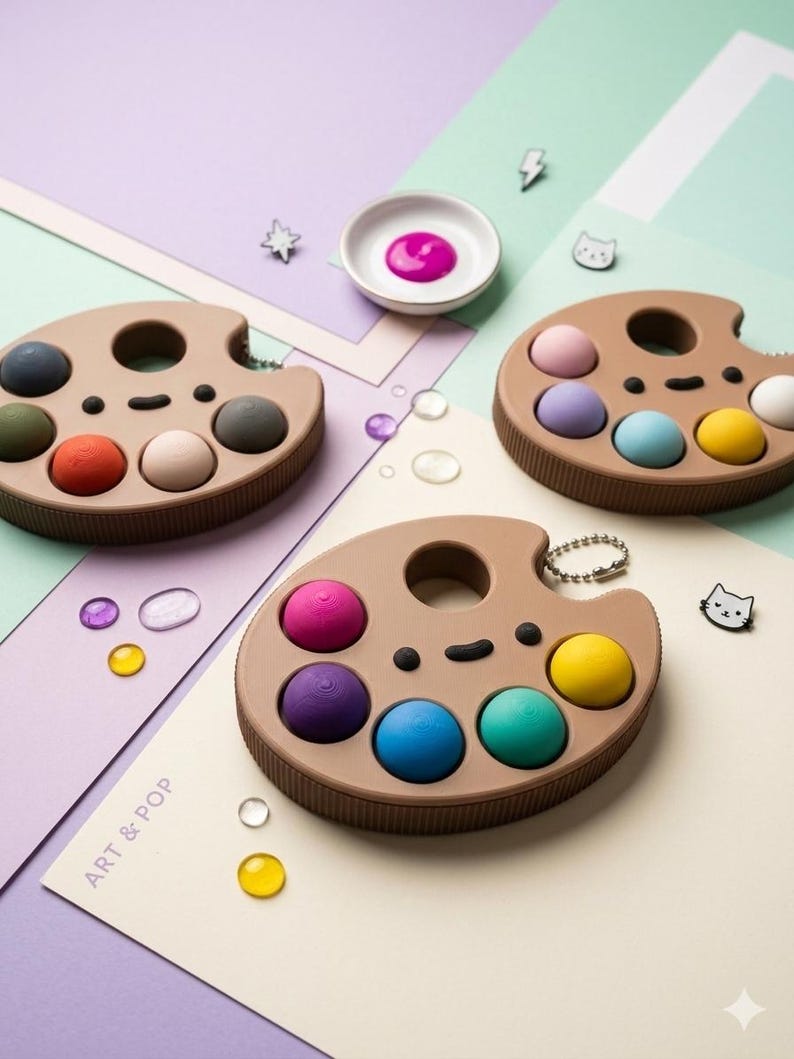 Paint Palette Fidget Toy | 5 Clicker Buttons, Sensory Desk Toy - Etsy