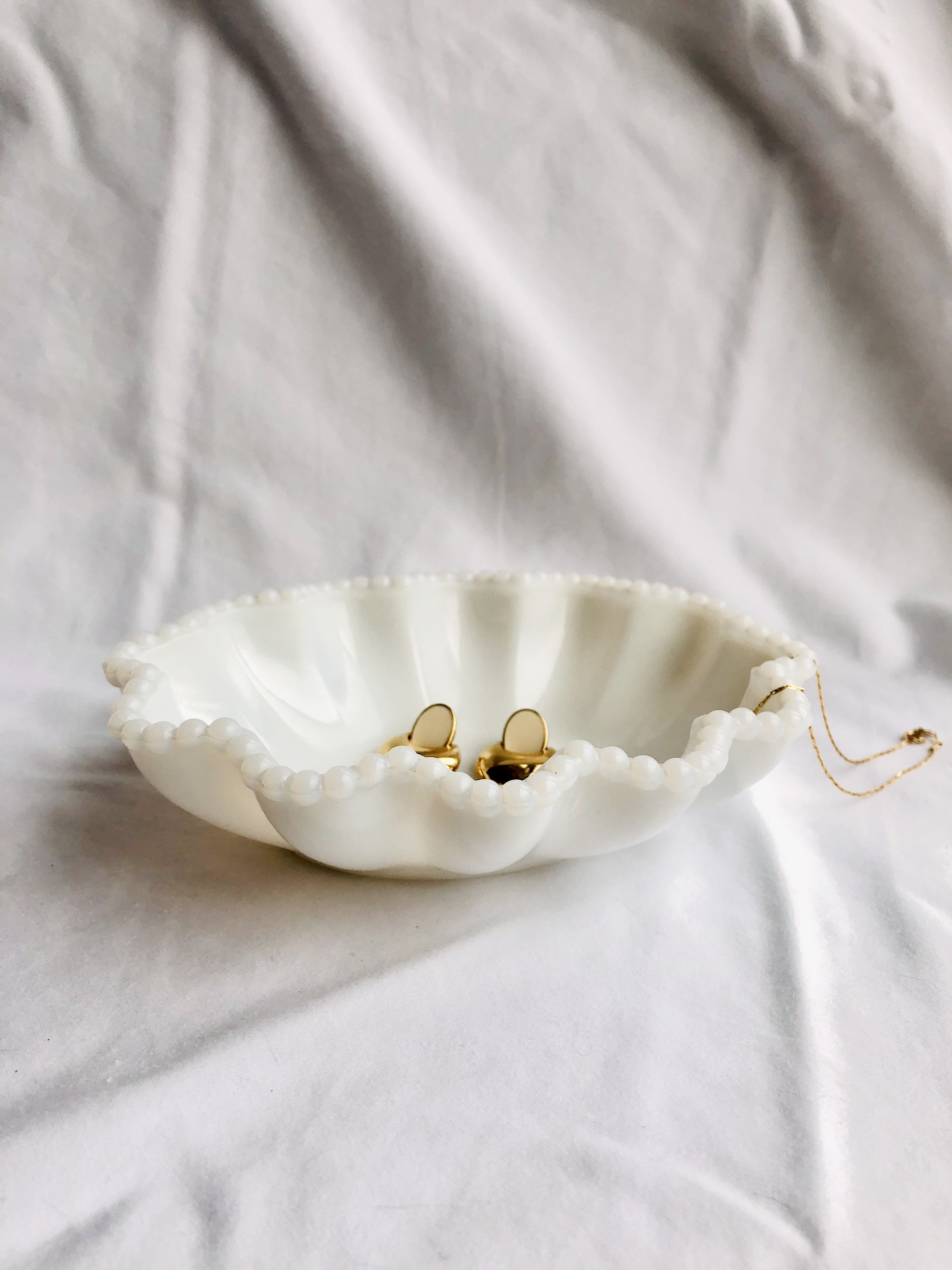 Vintage White Milky Glass Tray With Wavy Edge - Etsy