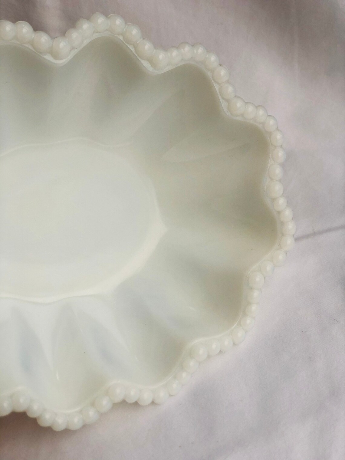 Vintage White Milky Glass Tray With Wavy Edge - Etsy