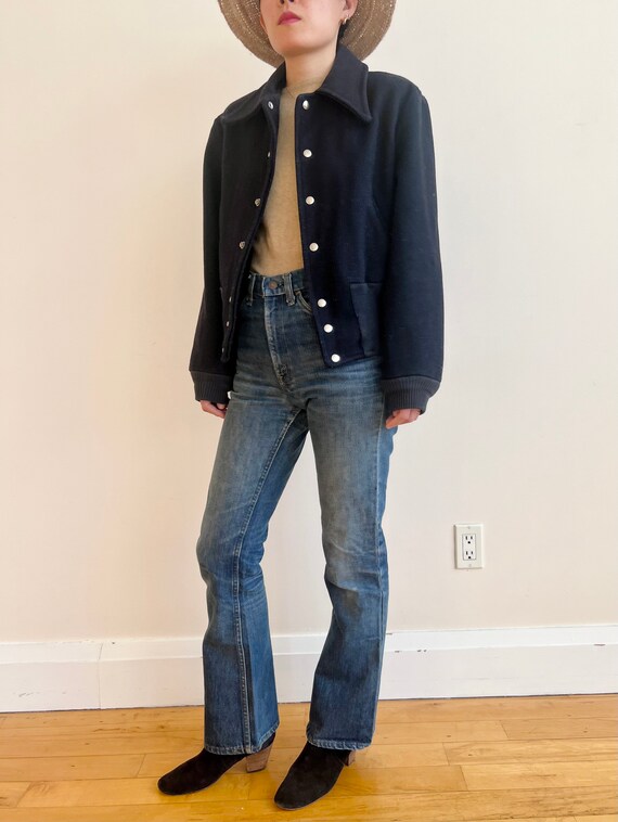 Vintage 1940s heavy weight navy wool baseball jacket … - Gem