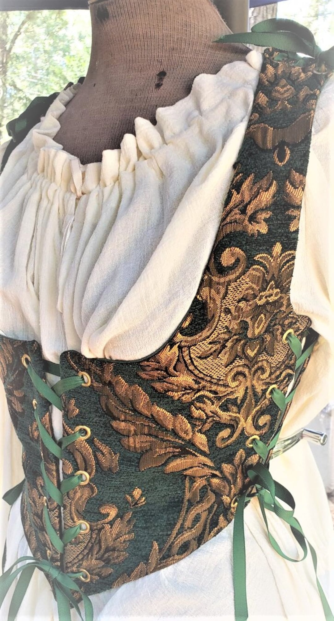 Renaissance Bodice, Celtic, Pirate, Medieval, Steampunk-green/gold - Etsy