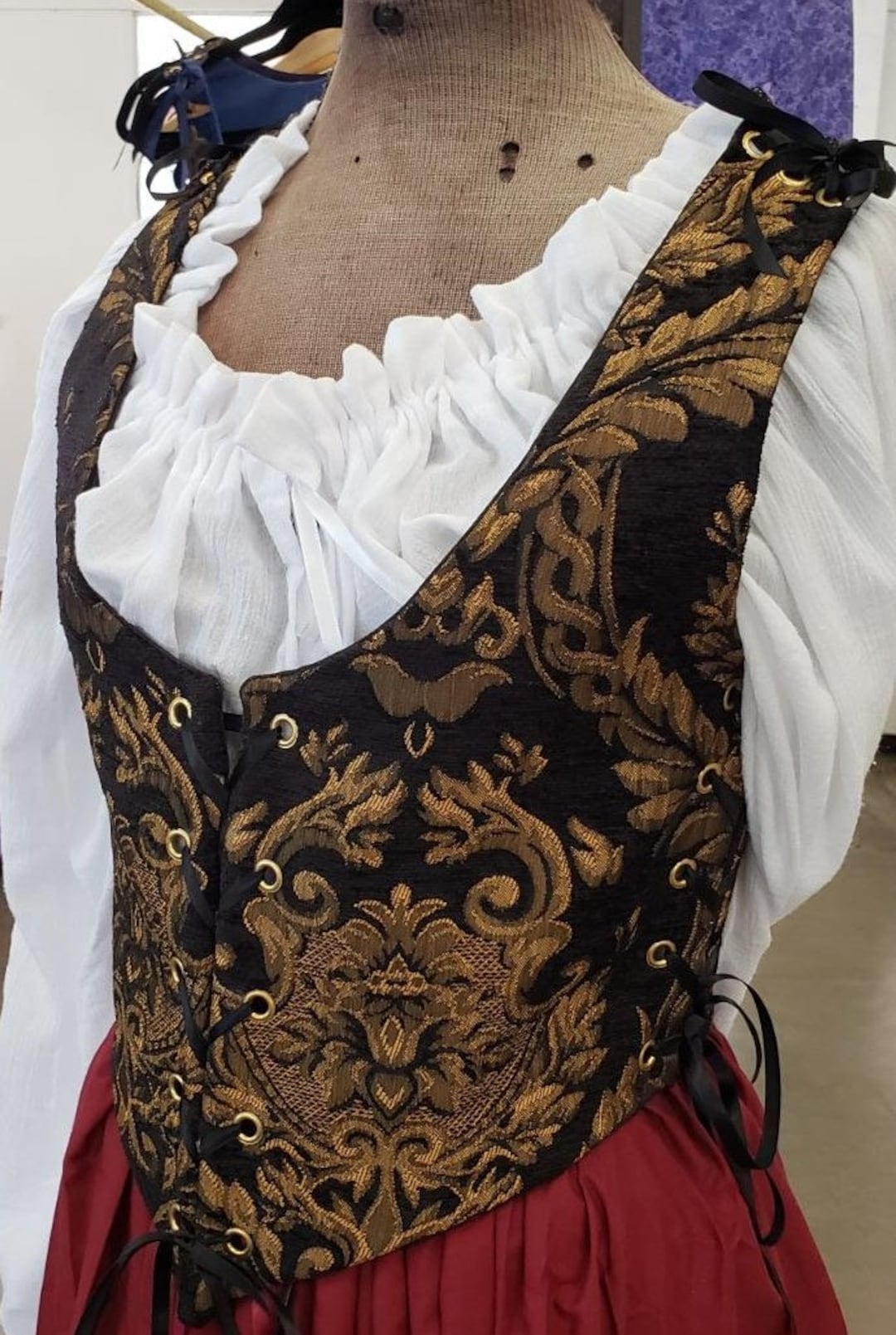 Renaissance Bodice, Celtic, Pirate, Medieval, Steampunk-black/gold - Etsy