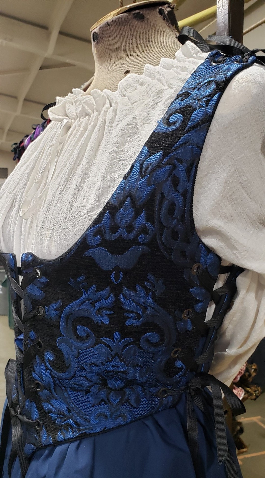 Renaissance Bodice, Celtic, Pirate, Medieval, Steampunk -black/blue - Etsy