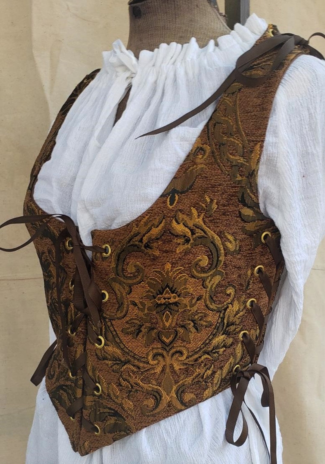 Renaissance Bodice, Celtic, Pirate, Medieval, Steampunk Brown/gold - Etsy