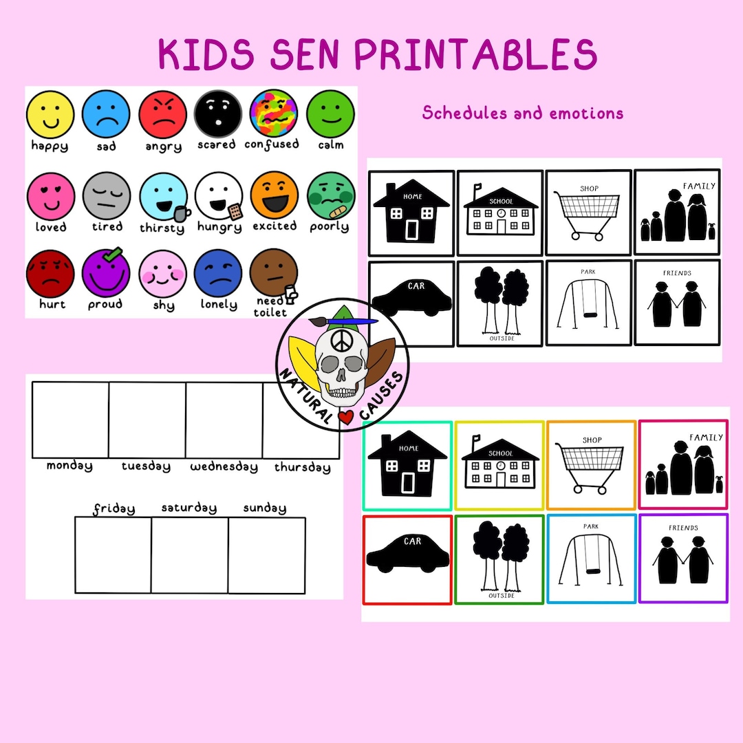 Kids SEN Printables Set Schedules Routines Emotions - Etsy