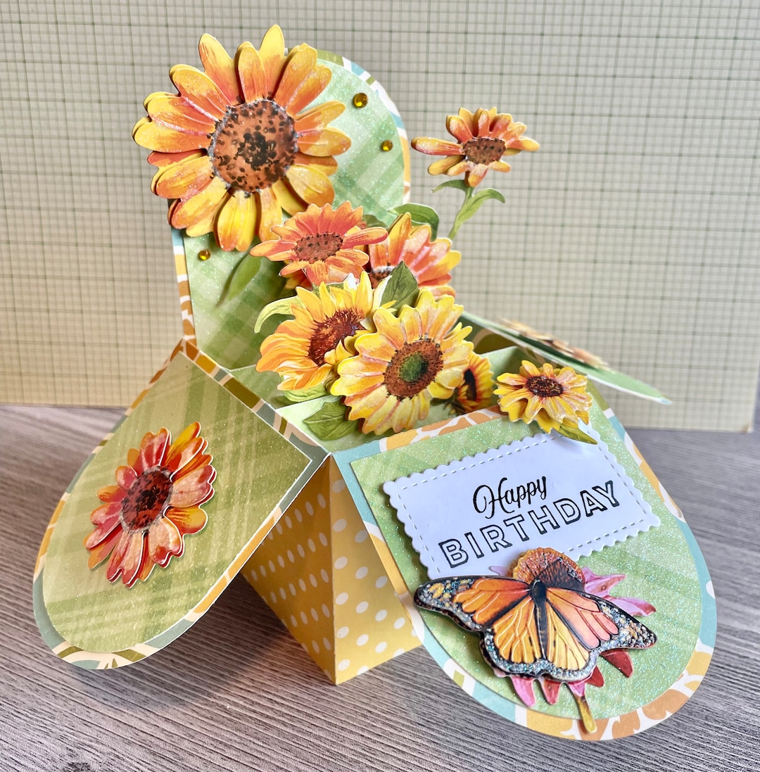 Yellow and Orange Daisy Box Card - Etsy