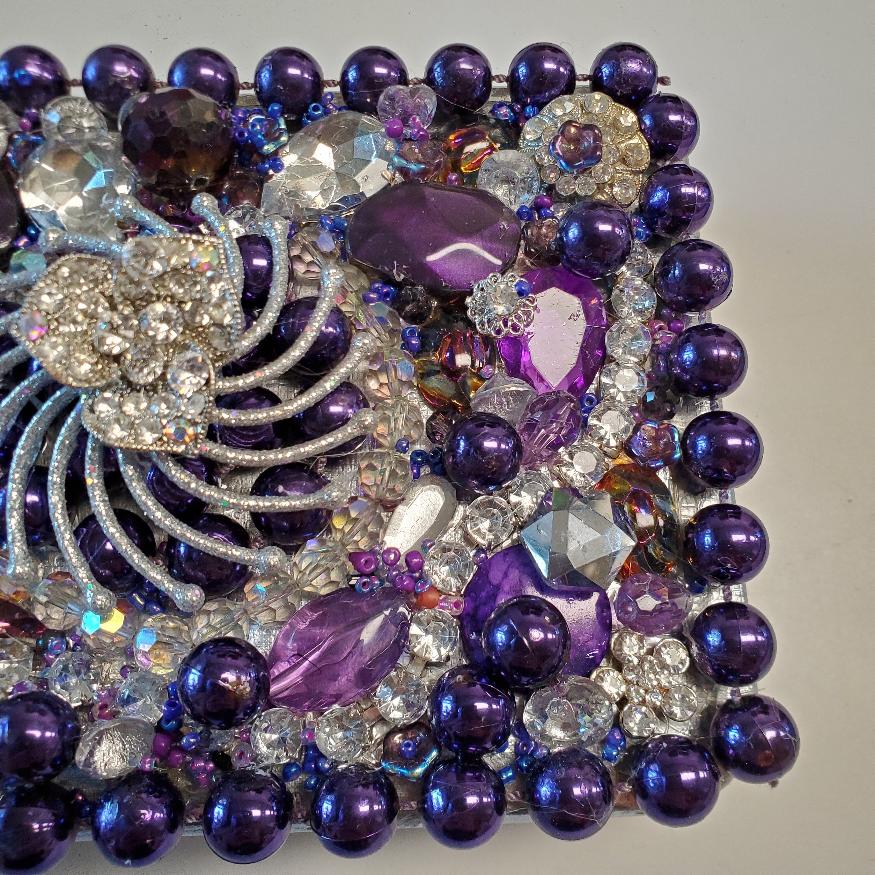 Bejeweled Jewelry Box, Trinket Box, Vintage Jewelry Box, Purple Trinket ...