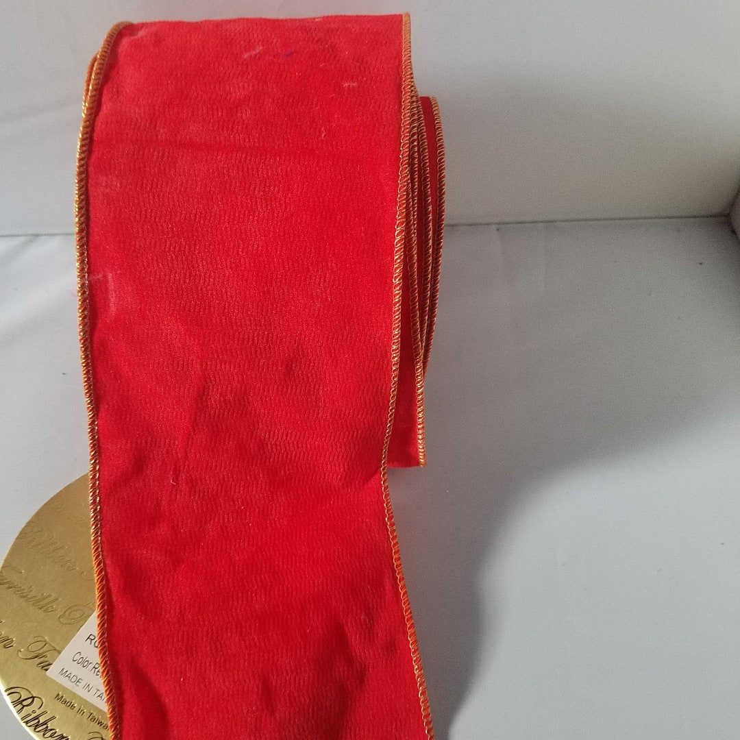 30'5 Velvet Red Ribbon, Flame Proof Ribbon, 4 Ribbon, Wired Ribbon ...
