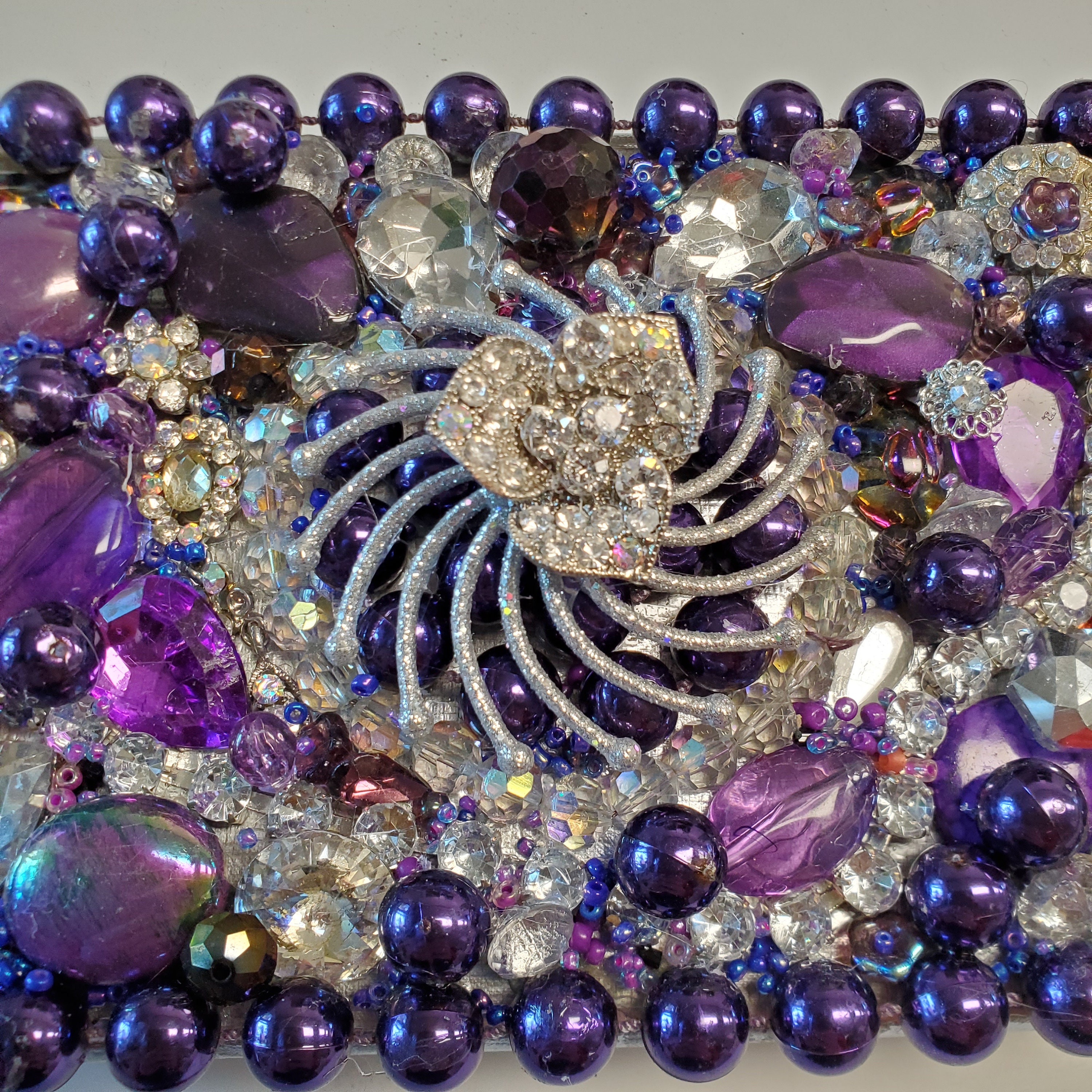 Bejeweled Jewelry Box, Trinket Box, Vintage Jewelry Box, Purple Trinket ...