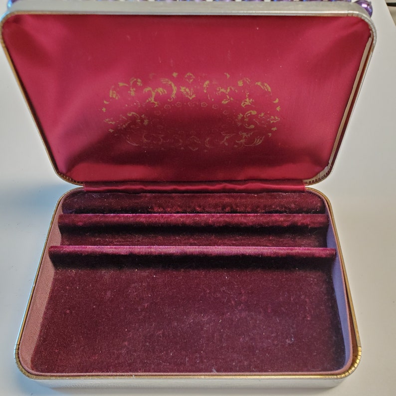 Bejeweled Jewelry Box, Trinket Box, Vintage Jewelry Box, Purple Trinket ...