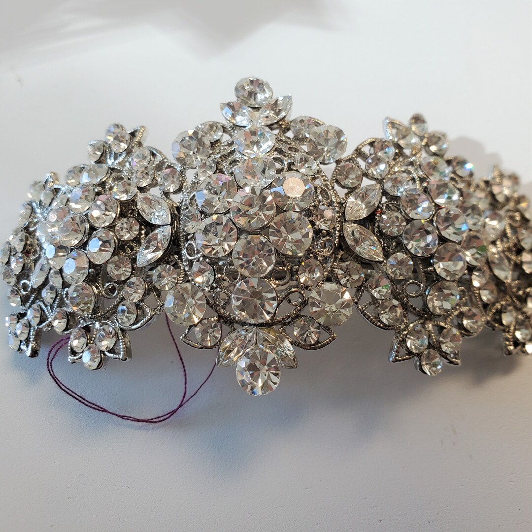 Rhinestone Wedding Barrett, Bridal Hair Barrett, Rhinestone Barrett ...