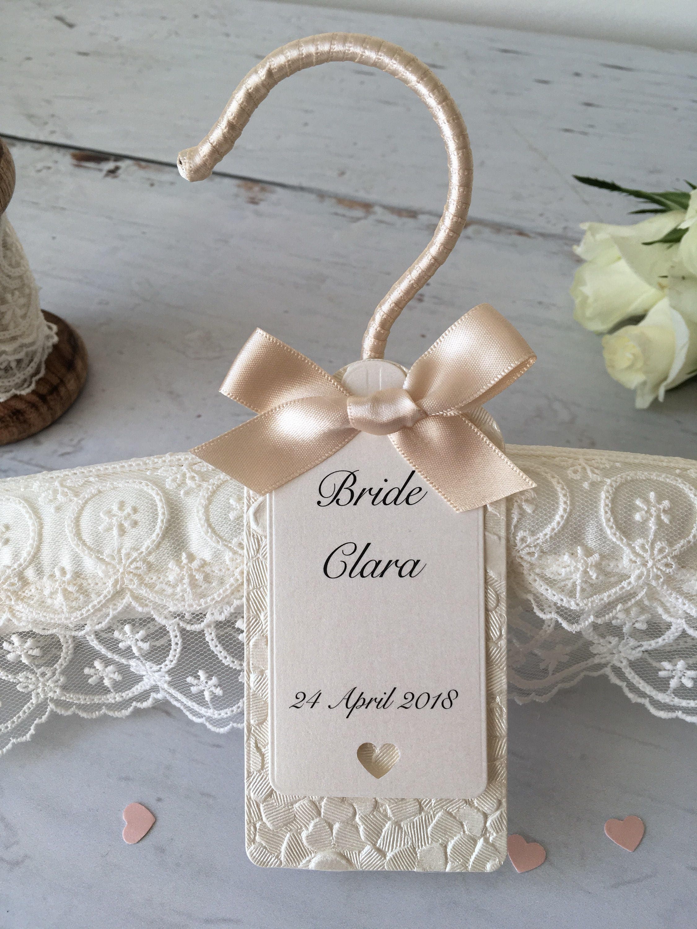 Ivory Lace Bridal Hanger with Personalised Label