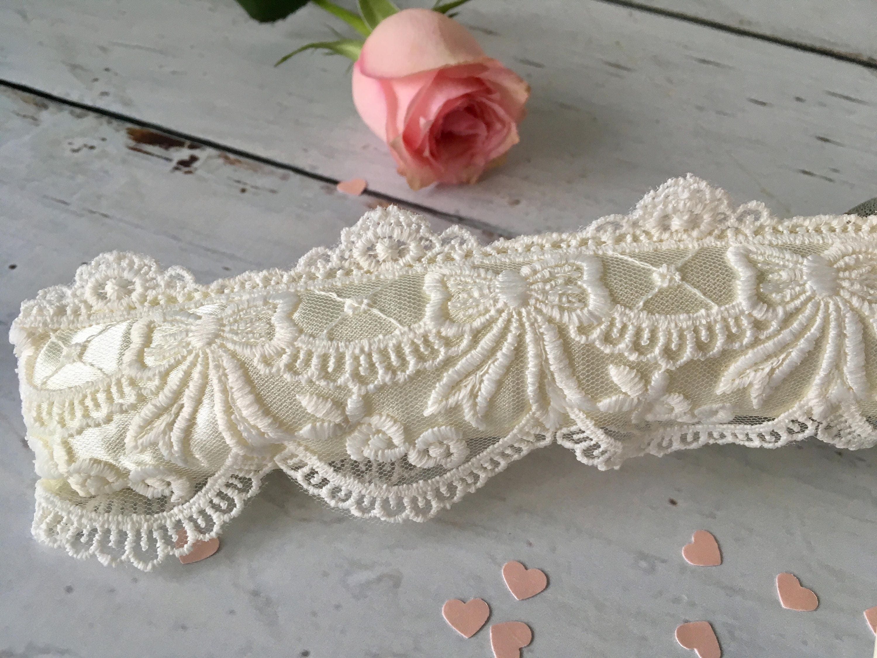Ivory Embroidered Lace Wedding Hanger with Bespoke Label