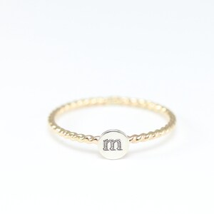 Initial Ring Twisted Stacking Rings Monogram Ring Initial Stacking Ring Letter Ring Silver ...