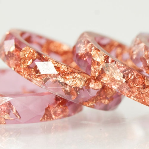 Resin Ring Raspberry Plum Faceted Eco Resin Ring With Copper - Etsy