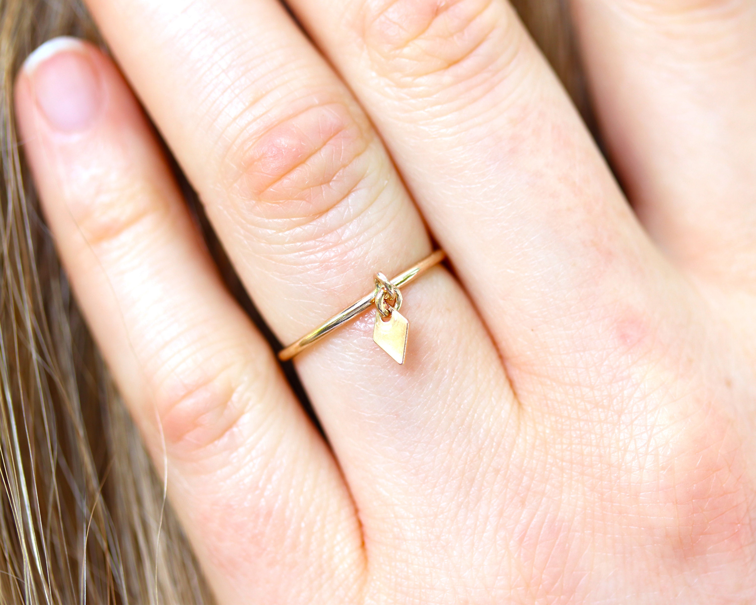 Charm Ring Dangle Ring 14K Gold Filled Sterling Silver | Etsy