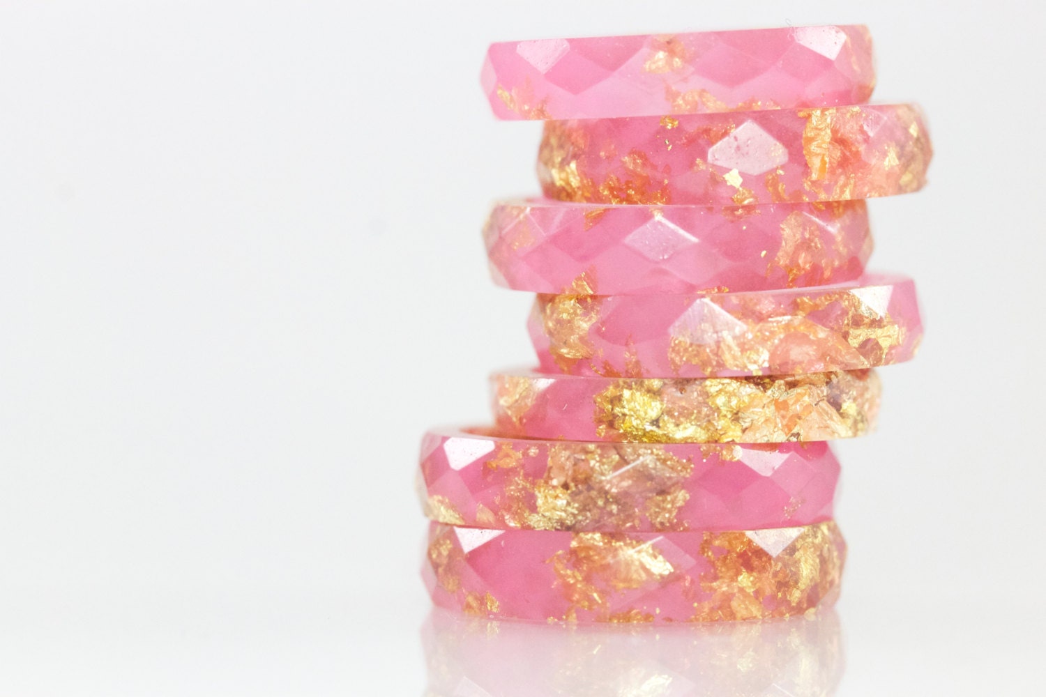 Resin Ring Flamingo Pink Faceted Eco Resin Ring With Gold - Etsy