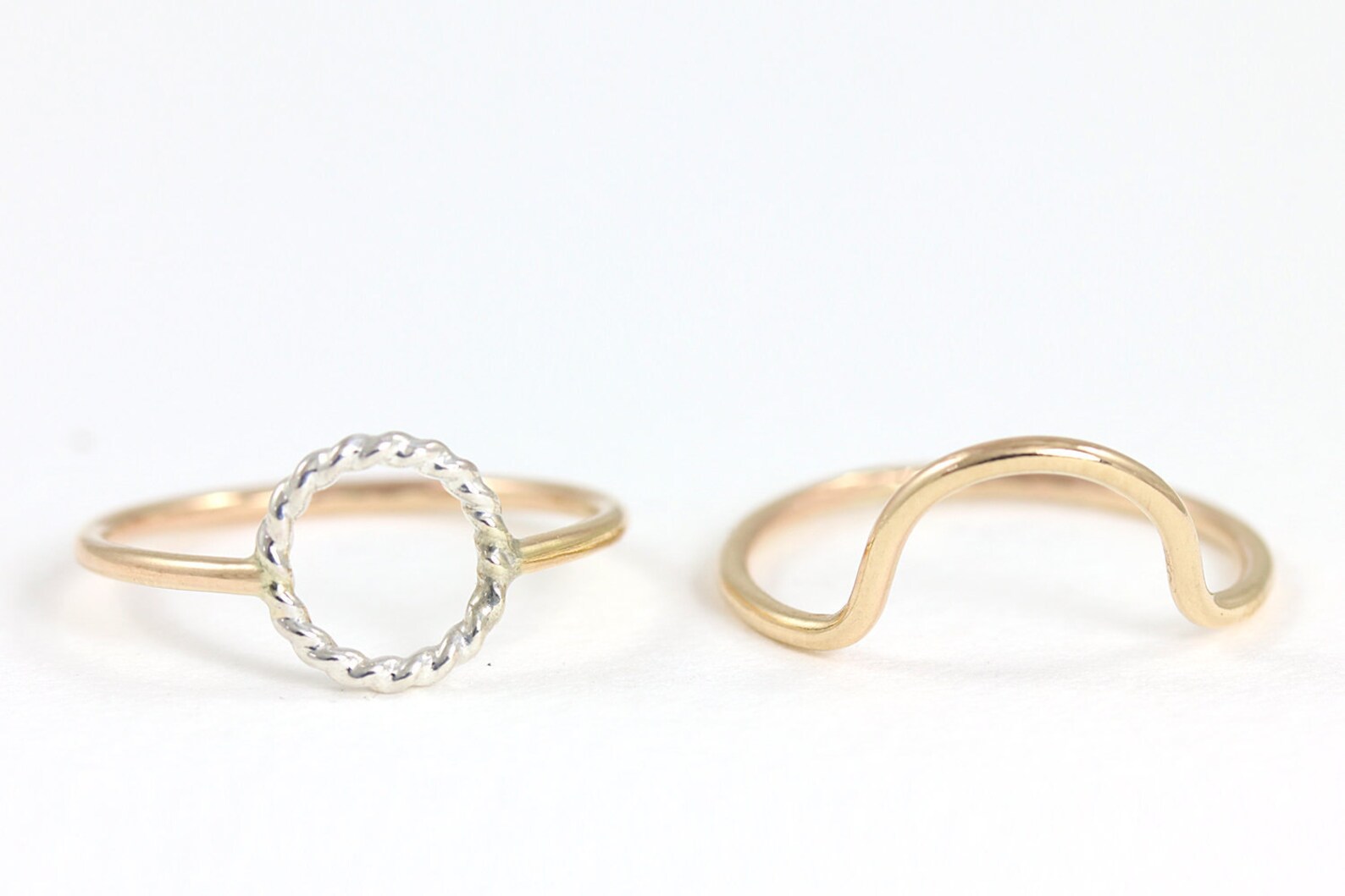 Circle Ring Set Stacking Ring Set Set of Two Rings Rose | Etsy