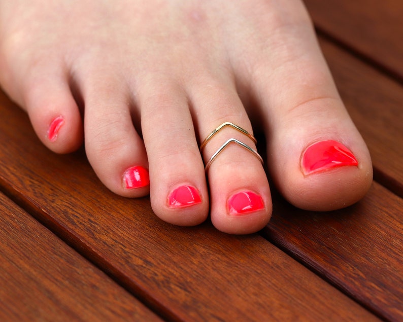 Double Chevron Toe Ring Set Toe Rings for Women Sterling - Etsy