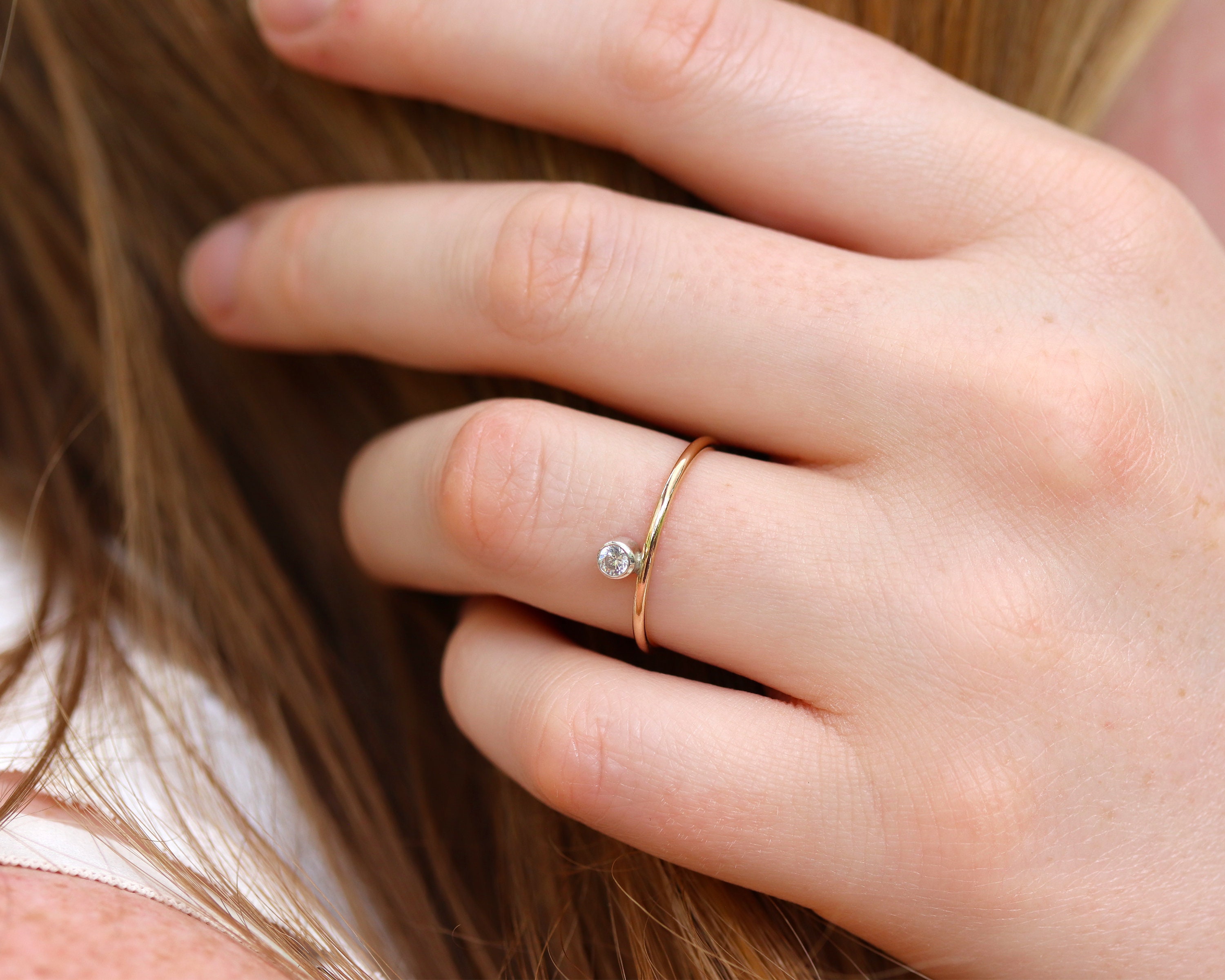 Dot Ring Stacking Ring CZ Stacking Ring 14K Gold Filled | Etsy