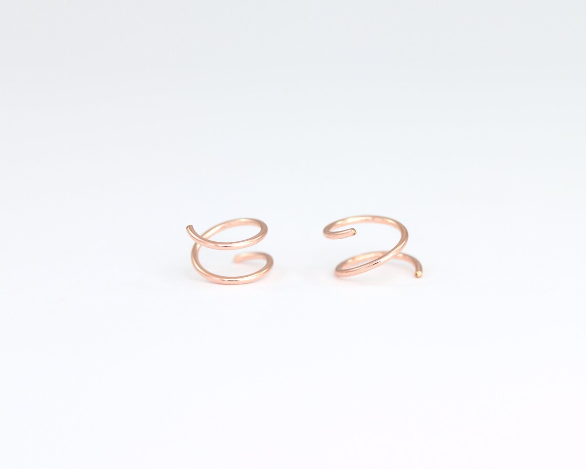 Huggie Earrings Spirals Earrings Small Gold Hoop Earrings 14K - Etsy Canada