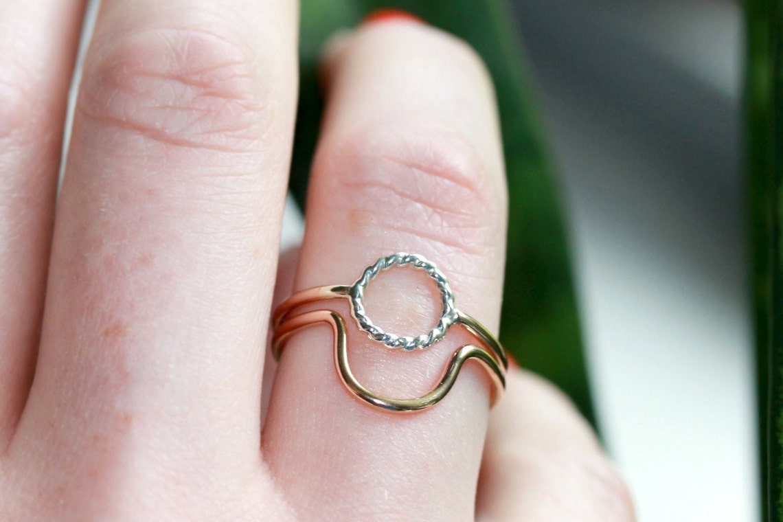 Circle Ring Set Stacking Ring Set Set of Two Rings Rose | Etsy