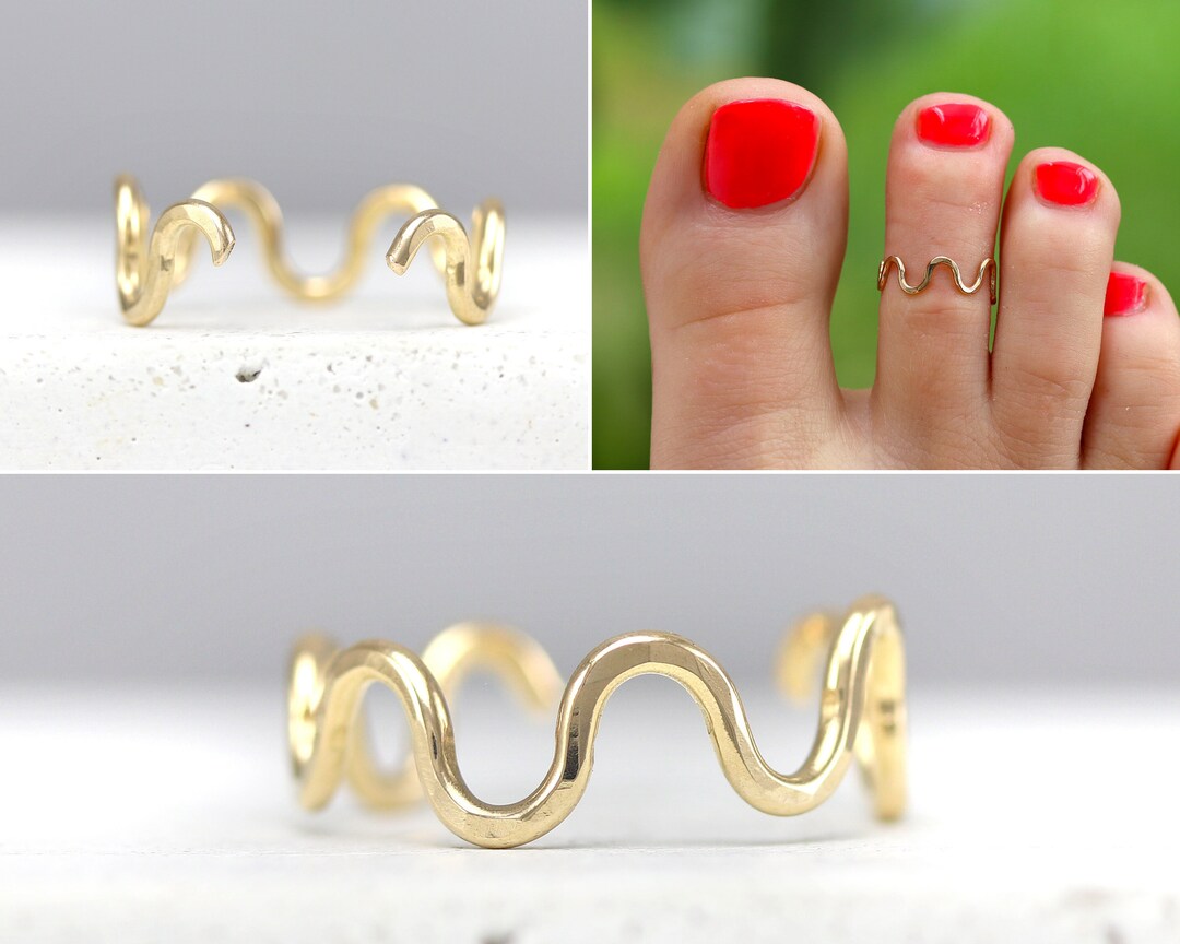 Wavy Toe Ring - Adjustable Toe Ring for Women - Silver Toe Ring - Gold Toe Ring - Dainty Toe ...