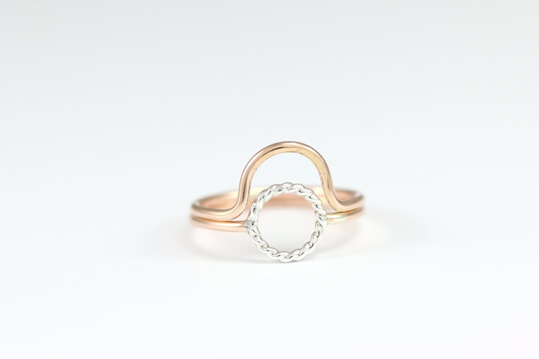 Circle Ring Set - Stacking Ring Set - Set of Two Rings - Rose Gold ...