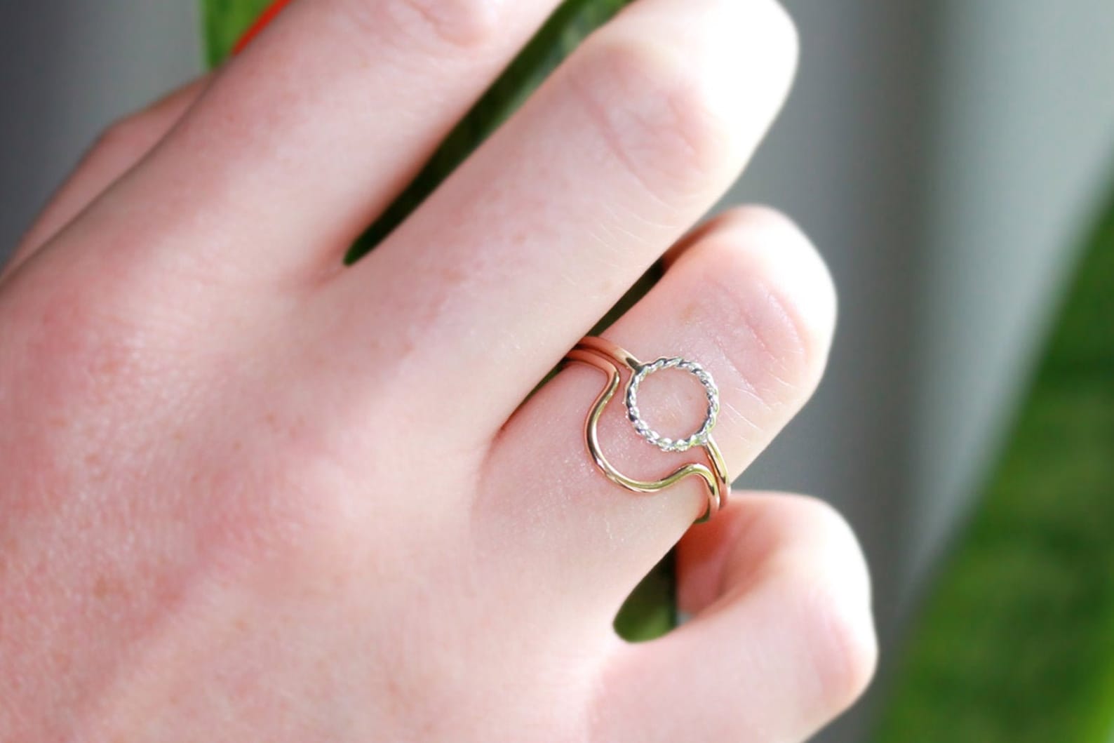 Circle Ring Set Stacking Ring Set Set of Two Rings Rose | Etsy