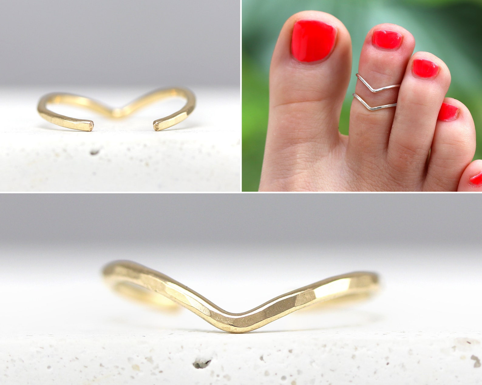 Double Chevron Toe Ring Set Toe Rings for Women Sterling - Etsy
