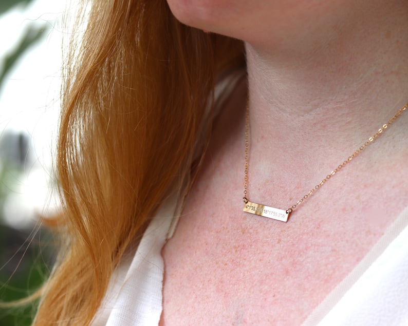 Coordinate Necklace - 14K Gold Filled Jewelry - GPS Coordinates ...
