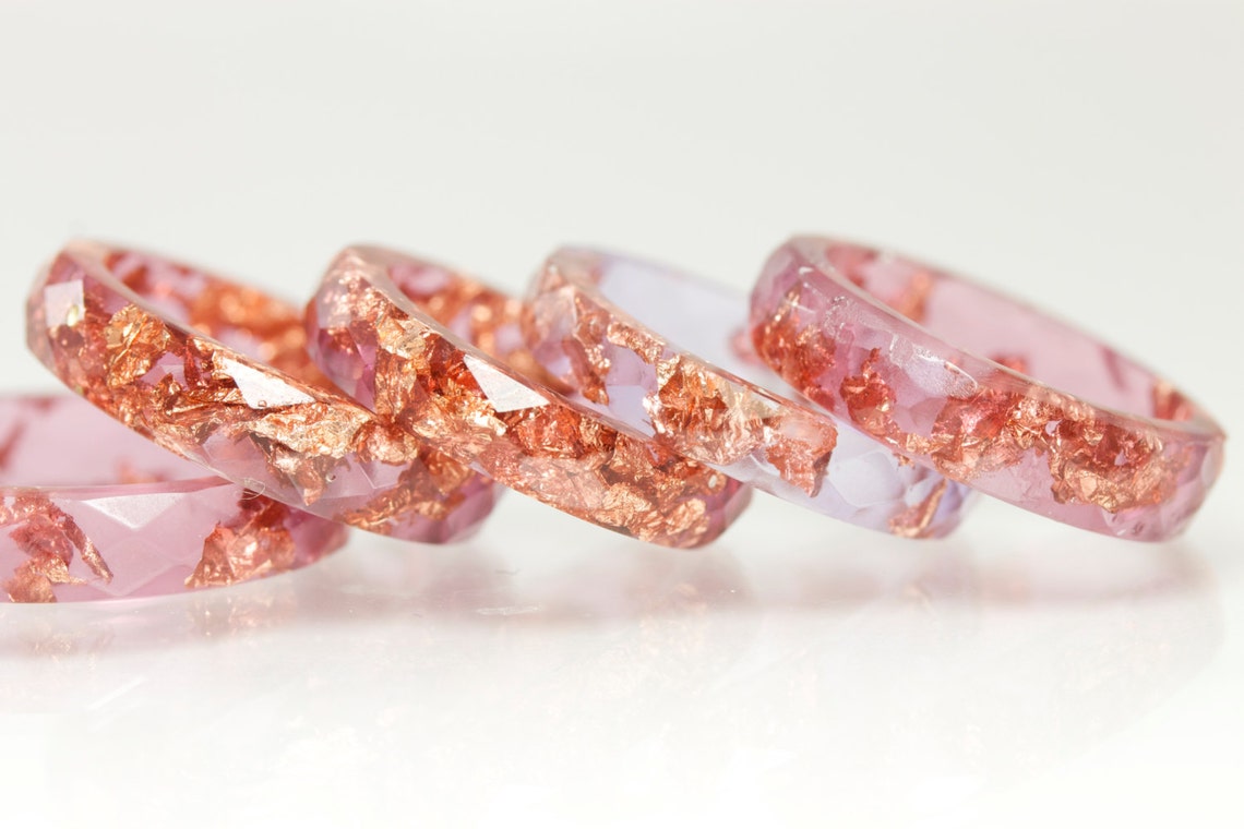 Resin Ring Raspberry Plum Faceted Eco Resin Ring with Copper | Etsy