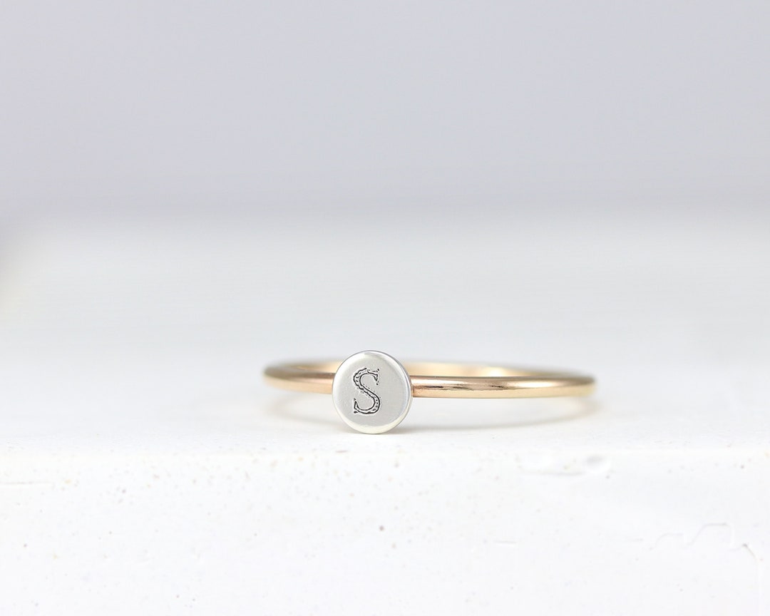 Initial Ring - Stacking Rings - Monogram Ring - Initial Stacking Ring - Letter Ring - Silver ...