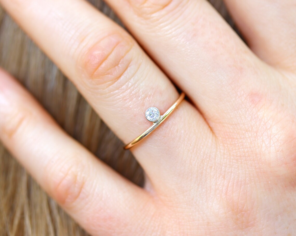 Dot Ring Stacking Ring CZ Stacking Ring 14K Gold Filled | Etsy