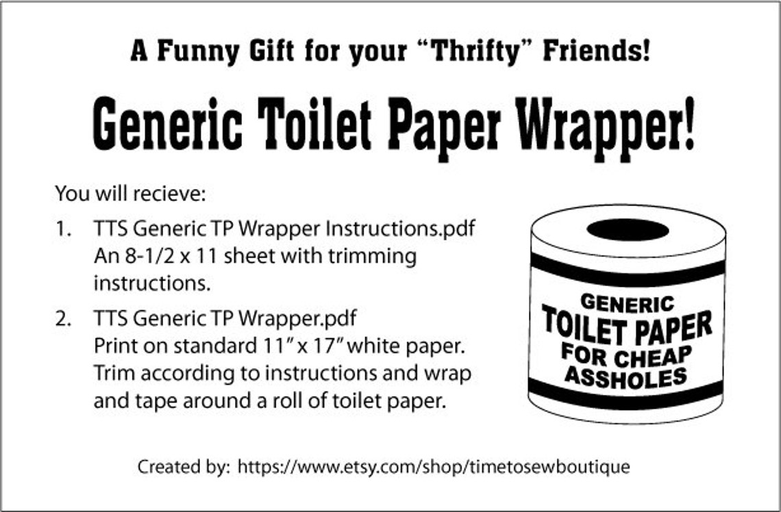 Generic Toilet Paper for Cheap People Wrapper PDF Download - Etsy New ...