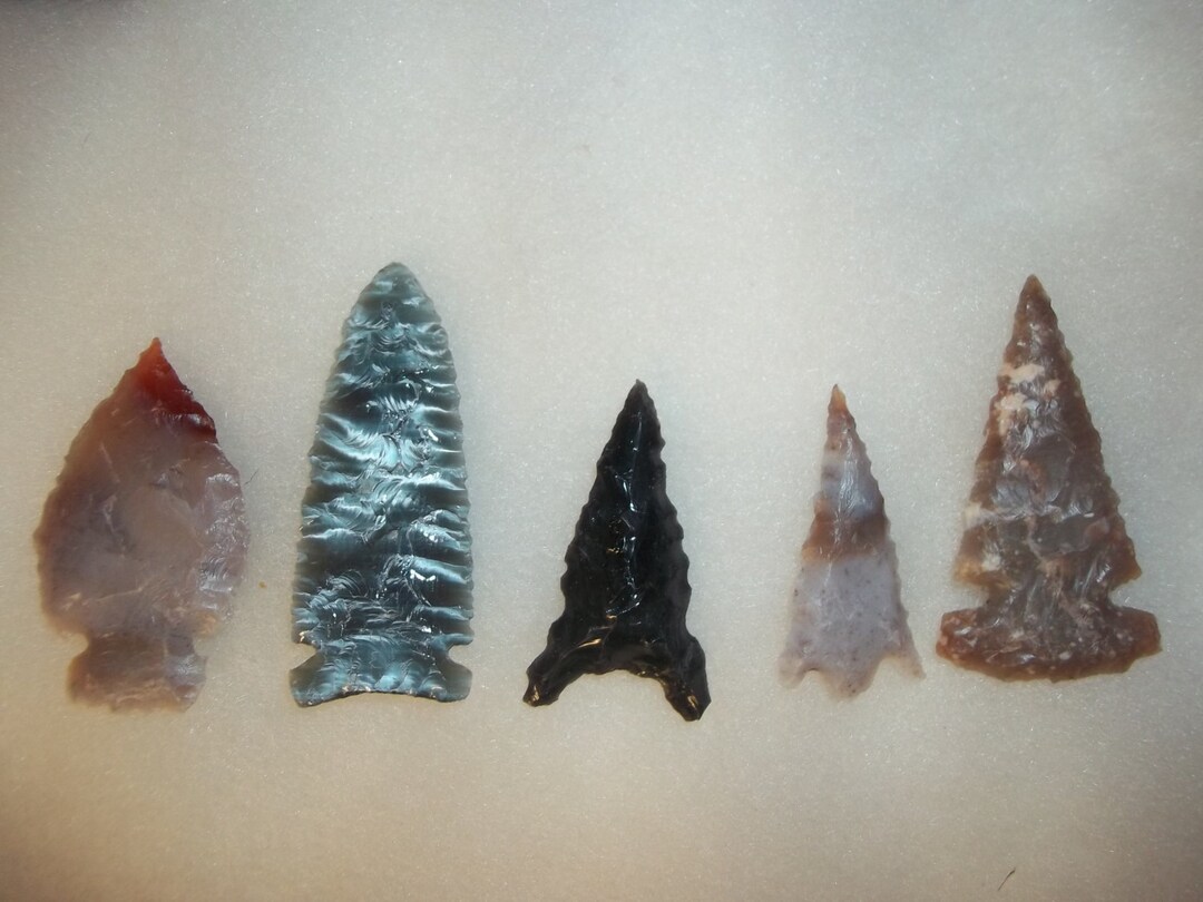5 Hand Made Napped Stone Flint Glass Primitive Arrow Head - Etsy