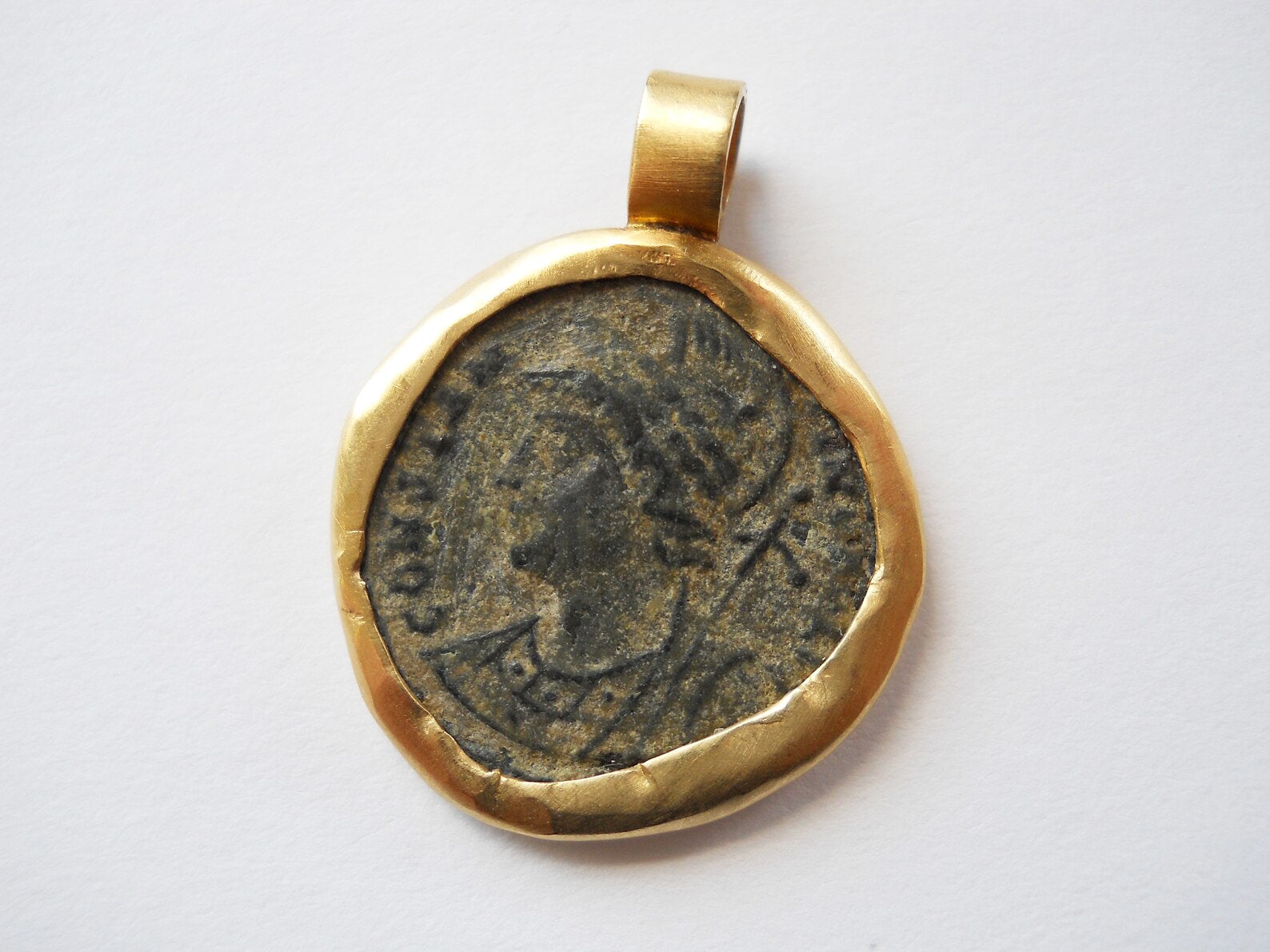 Roman Coin Pendant for Necklace, 18K Gold, Ancient Coin Charm, Roman ...