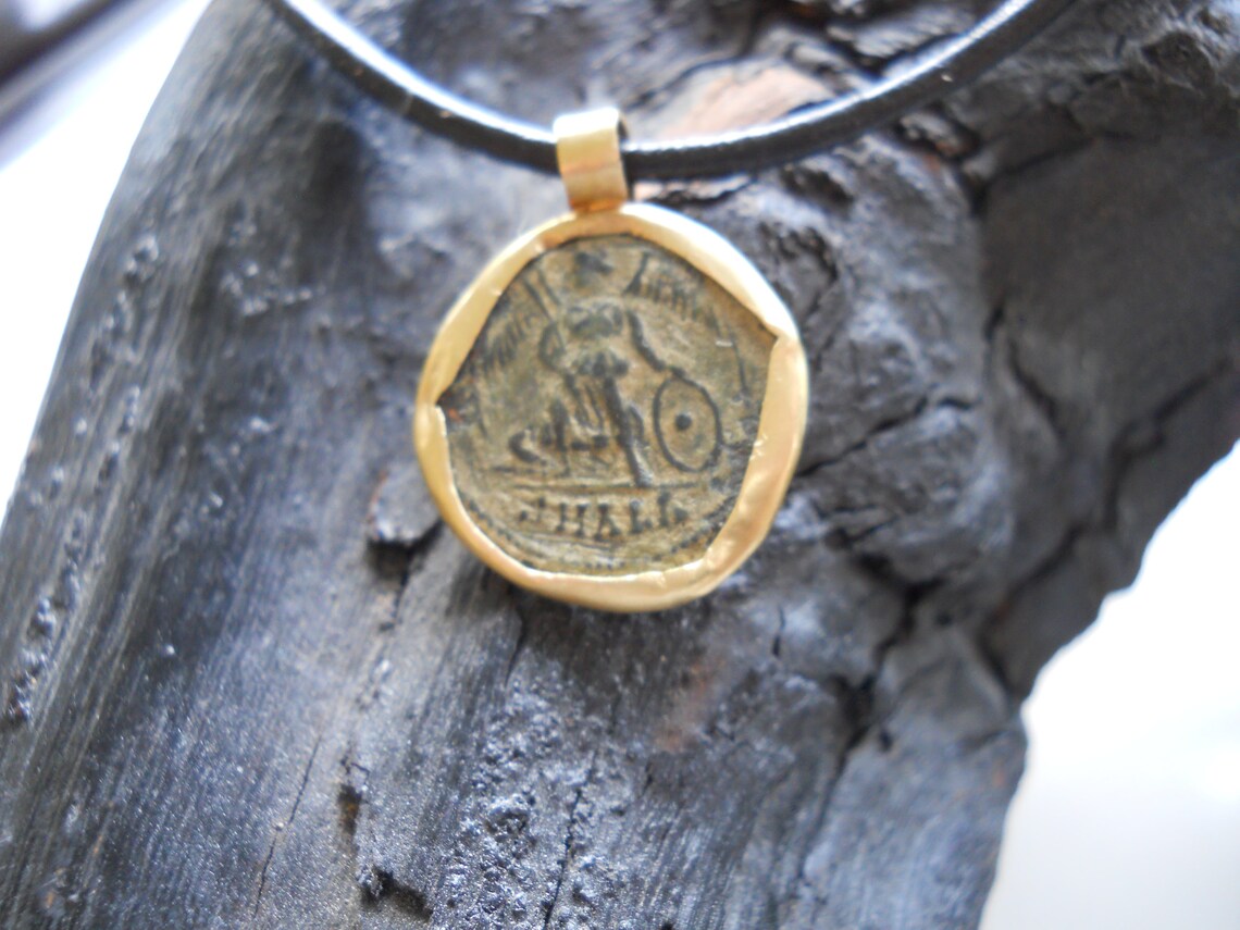 Roman Coin Pendant for Necklace, 18K Gold, Ancient Coin Charm, Roman Coin Jewelry, Hand Made ...