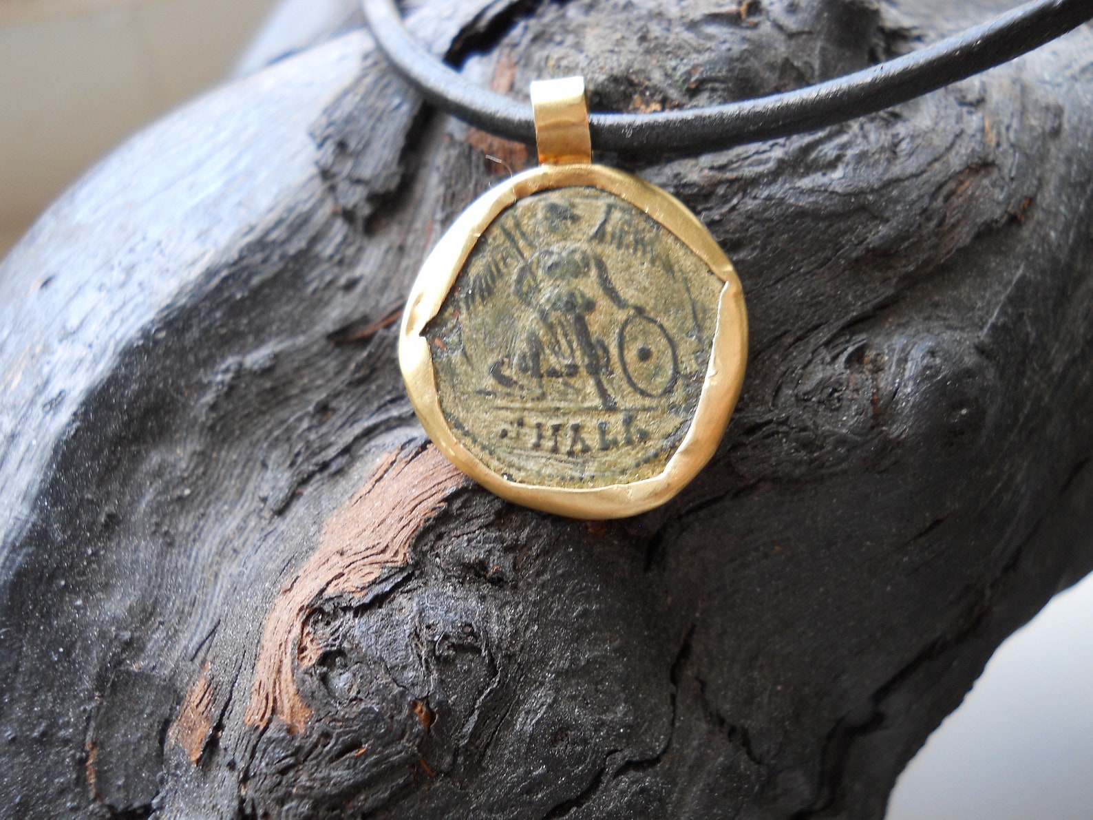 Roman Coin Pendant for Necklace, 18K Gold, Ancient Coin Charm, Roman Coin Jewelry, Hand Made ...