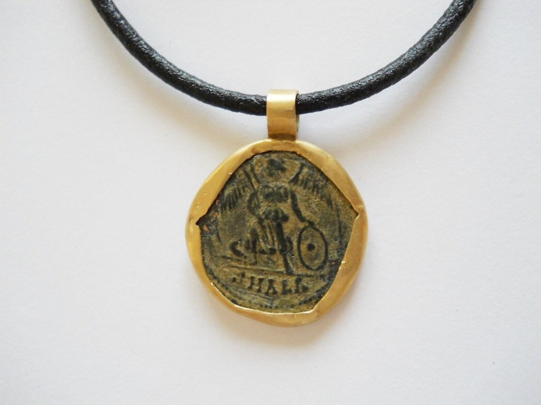 Ancient Authentic Roman Coin Pendant, 18K Gold, Genuine Ancient Coin ...