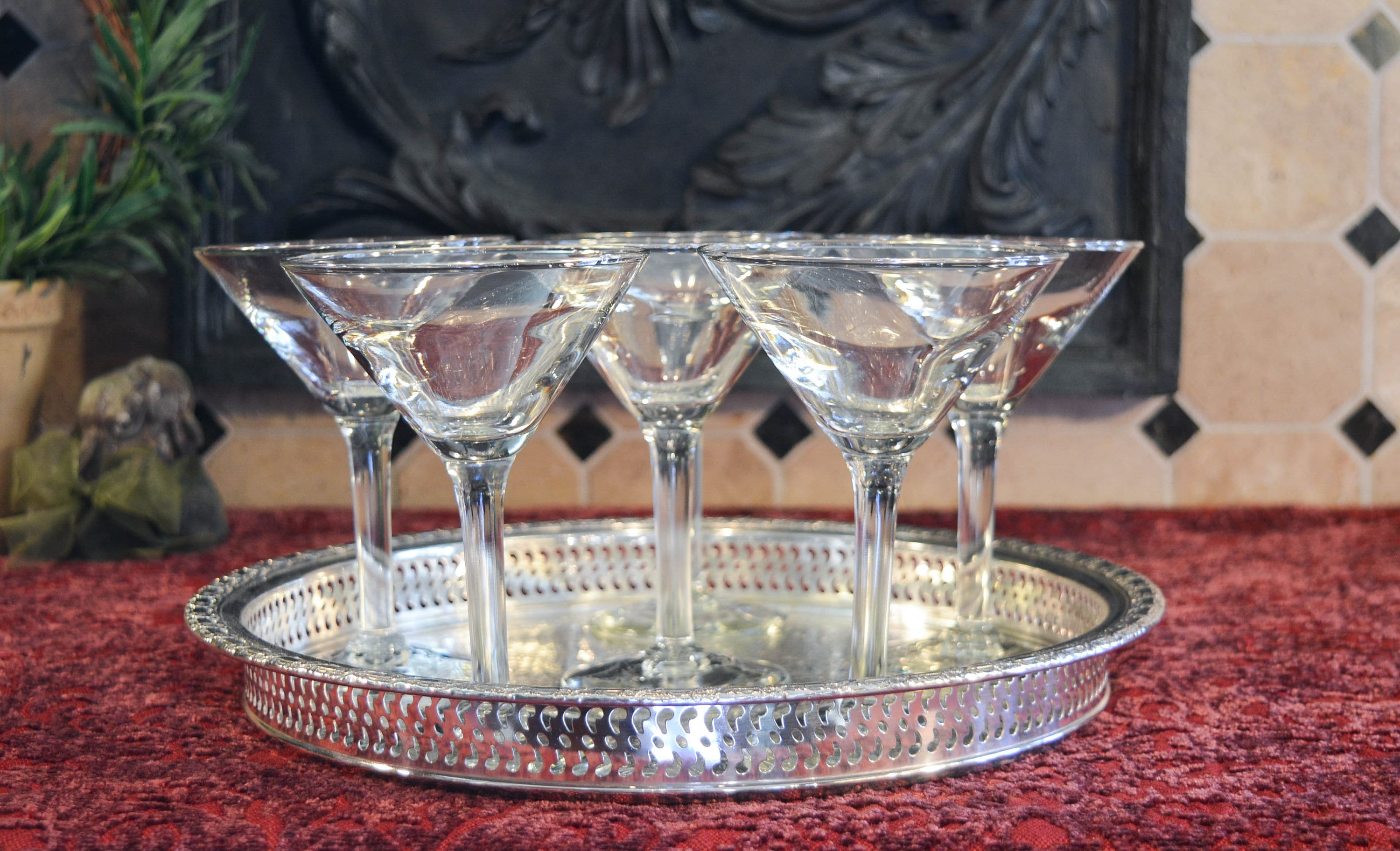Martini Glass Bar Set International Silver Gallery Tray | Etsy