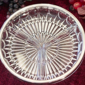 Vintage Pressed Crystal Divided Serving Platter With a Silver Plate Rim ...