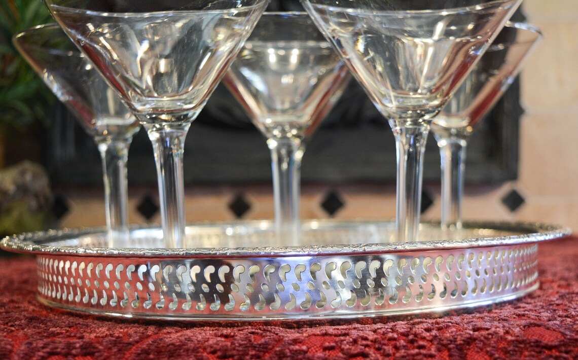 Martini Glass Bar Set International Silver Gallery Tray - Etsy