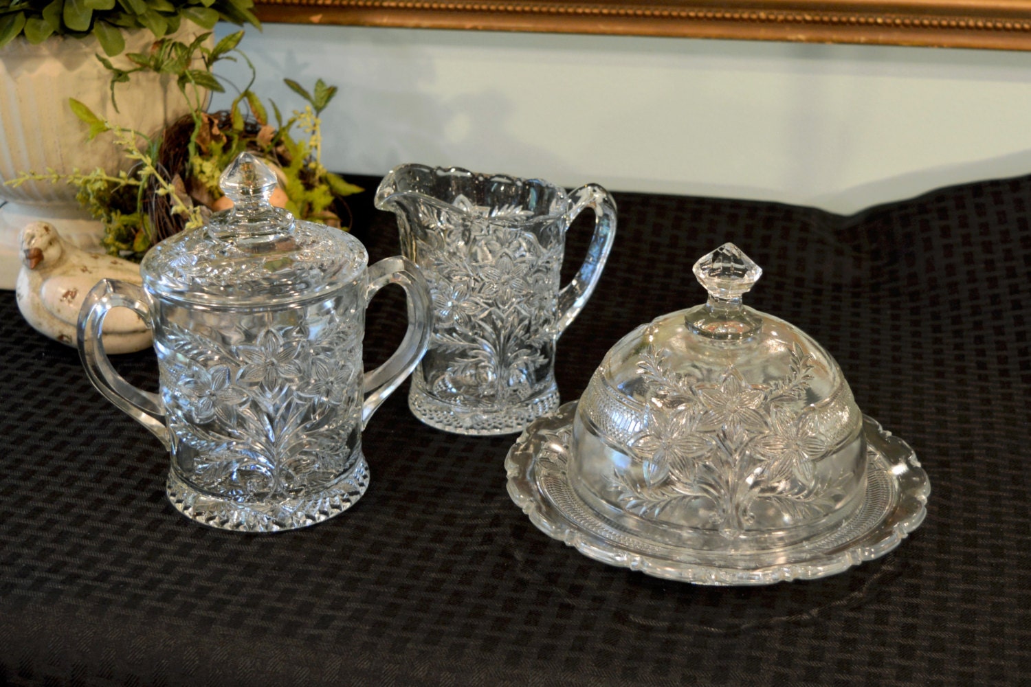 EAPG Indiana Glass Narcissus Spray Bouquet Pattern Butter - Etsy