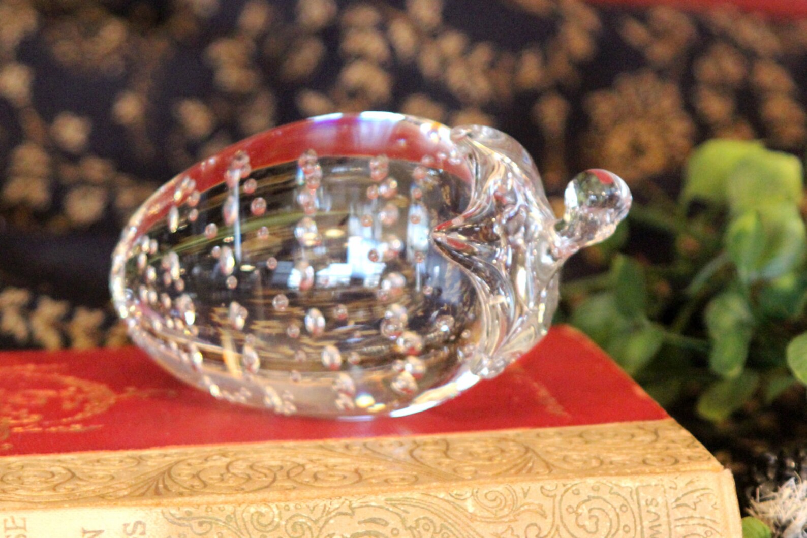 Glass Paperweight Strawberry - Clear Glass Paperweight With Controlled ...