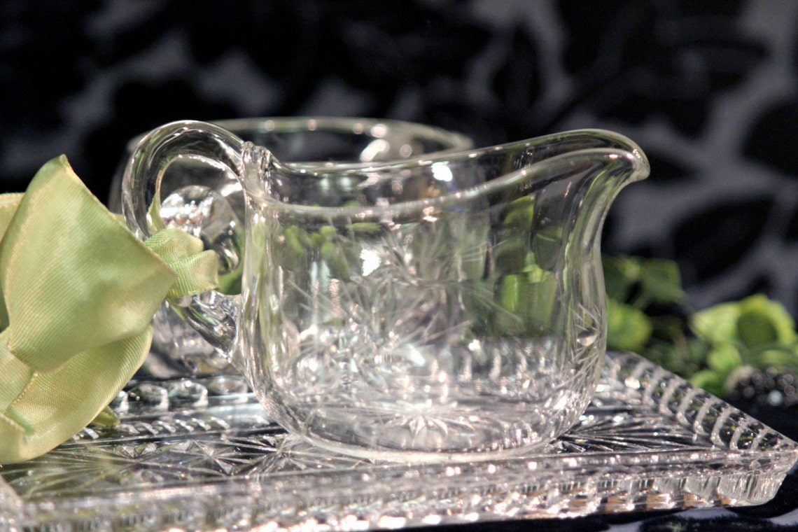 Vintage Crystal Cream & Sugar Set Pinweel Design Crystal - Etsy