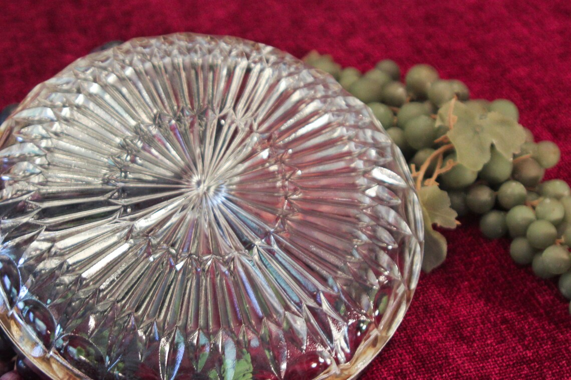 Vintage Pressed Crystal Divided Serving Platter With a Silver Plate Rim ...