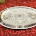 Oval Silver Plate Serving Tray With Divided Crystal Insert - Crescent ...