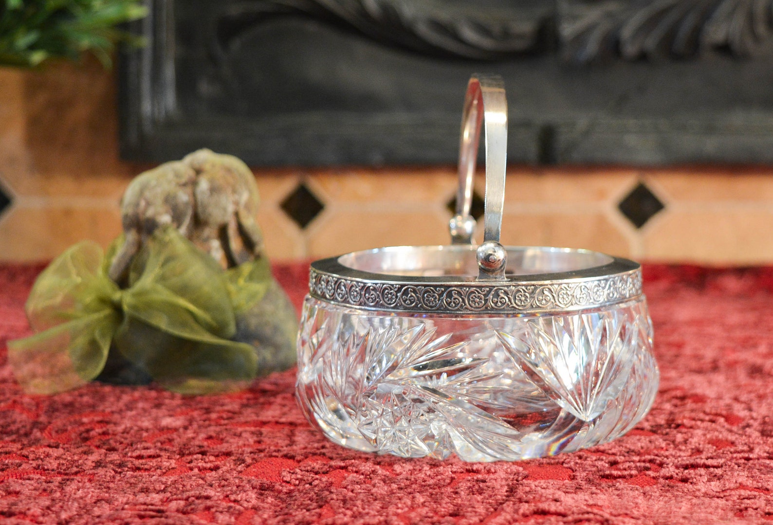 Vintage Cut Crystal and Silver Basket - Latvia 875 Silver Handle ...